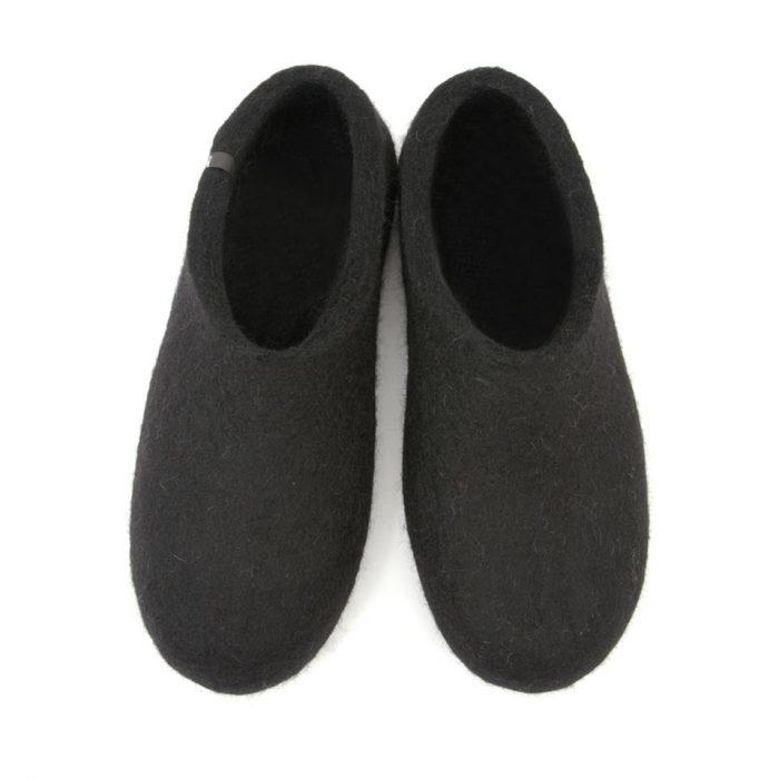Green felt slippers for men BASIC collection by Wooppers