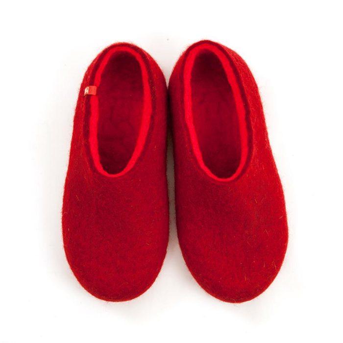 Red felted slippers - Dual red womens slippers by Wooppers