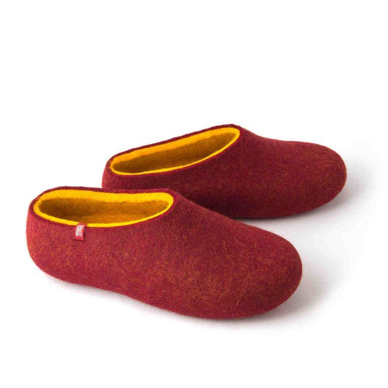Red felted slippers - Dual red womens slippers by Wooppers