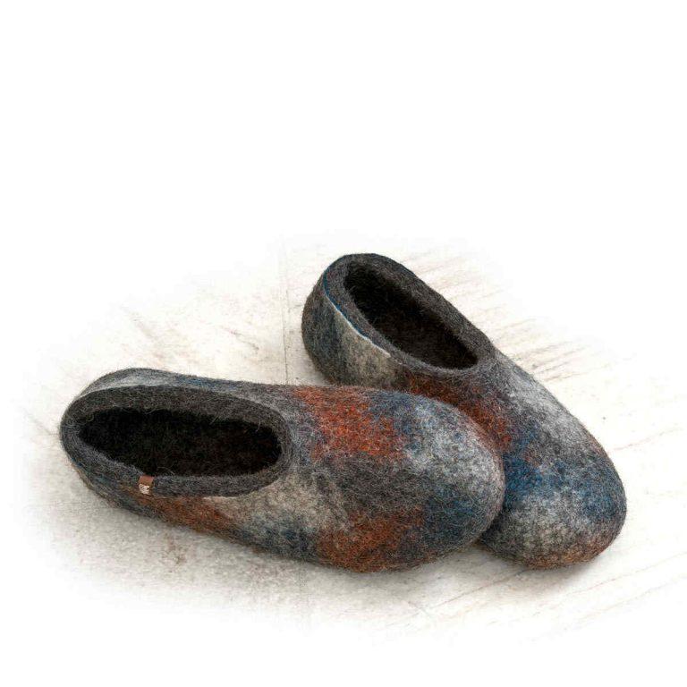 mens wool slippers in earth grey hues ARTI - wooppers