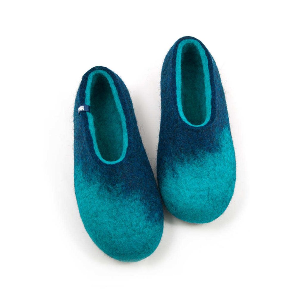 Breathable slippers gray-sky blue | DUAL NATURAL by Wooppers